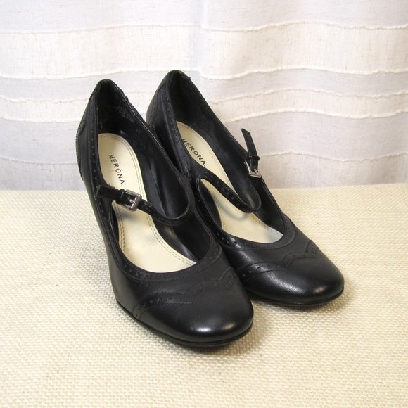 Merona | Shoes | Vintage Merona Black Wingtip Mary Jane Heels 6 | Poshmark